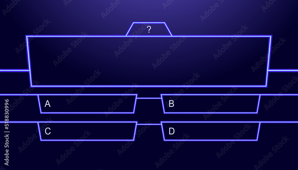 Question and answers vector template neon style for quiz game, exam, tv ...