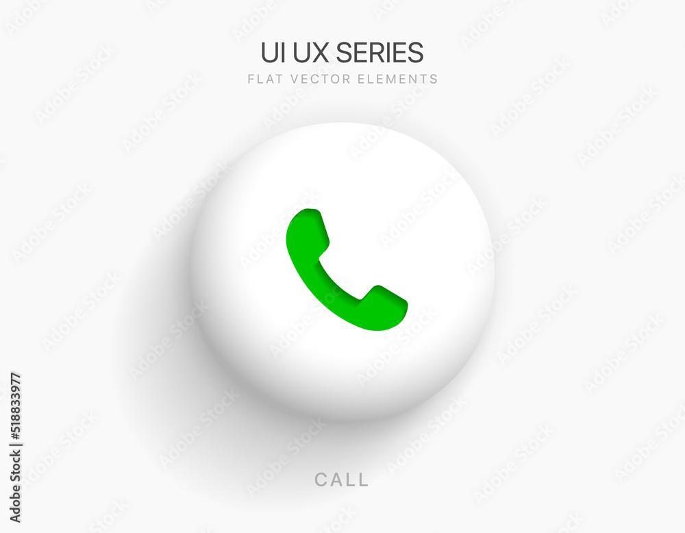 3D green phone icon, incoming call, calling, mobile, voice talk ...
