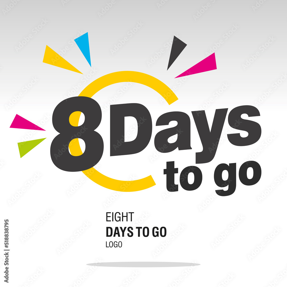 8 countdown left days logo icon, count time sale, eight days left colorful vector illustration ...