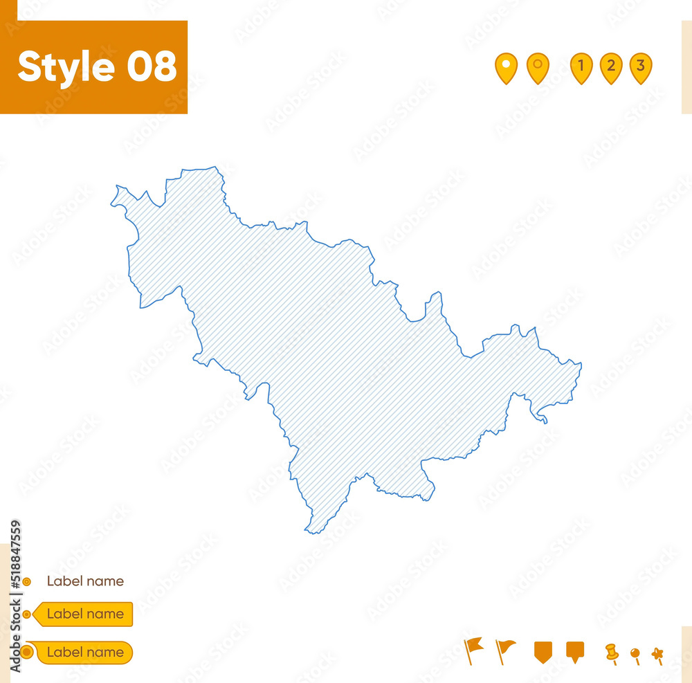 Jilin, China - grid map isolated on white background. Outline map ...