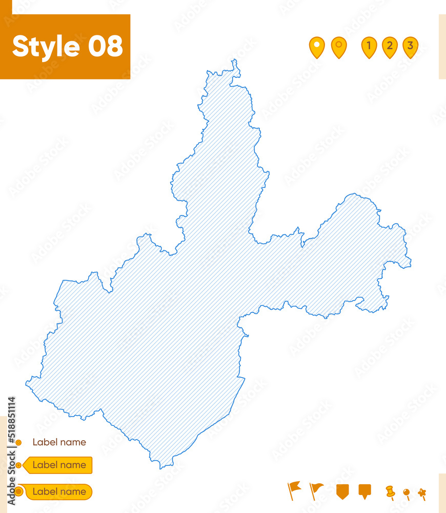 Irkutsk Region, Russia - grid map isolated on white background. Outline ...