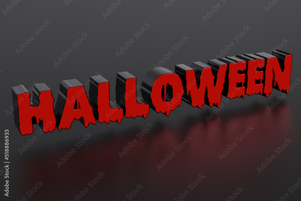 3D Render Halloween text. Horror alphabet letters written blood, scary ...