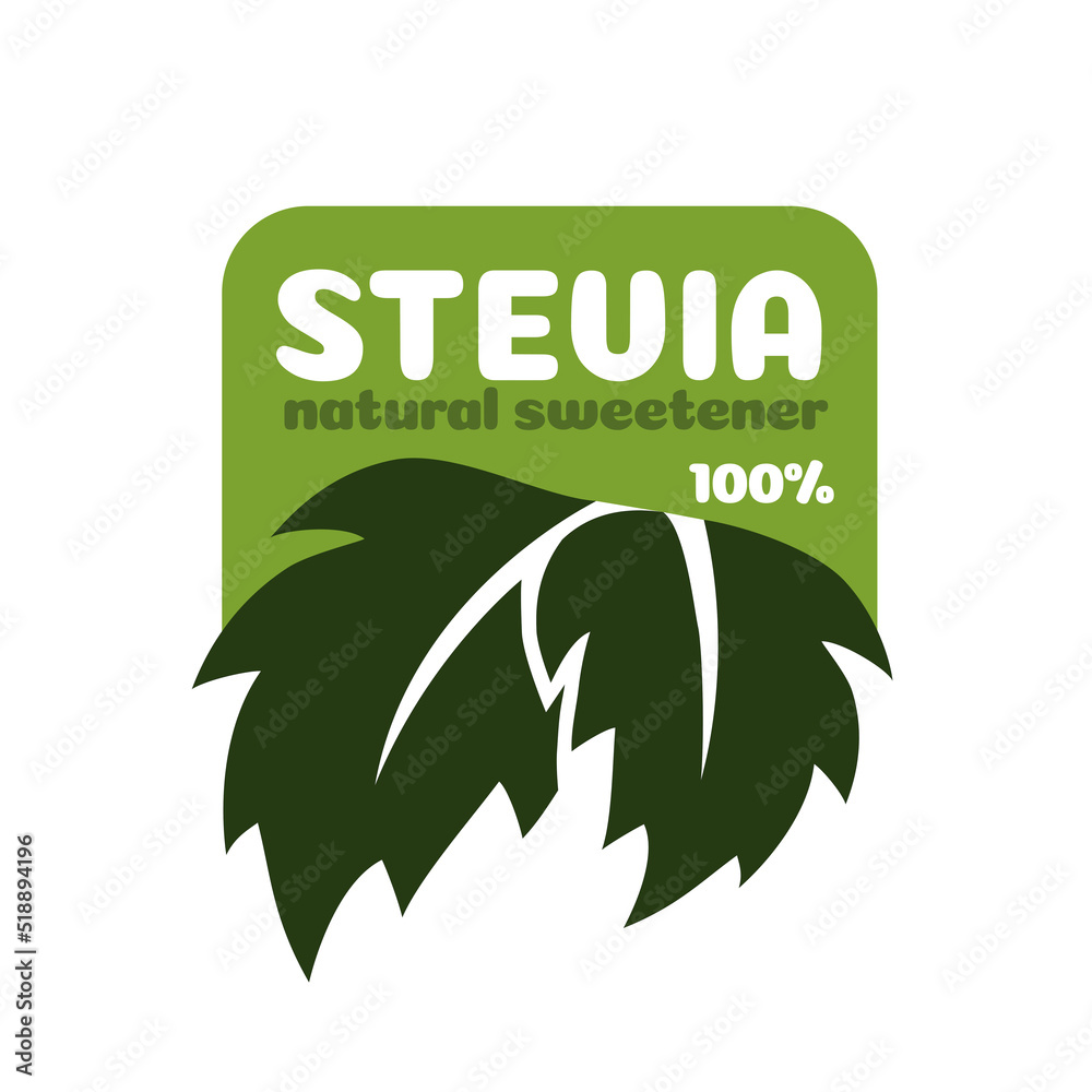 Stevia leaves vector symbol 100% natural organic stevia sweetener ...