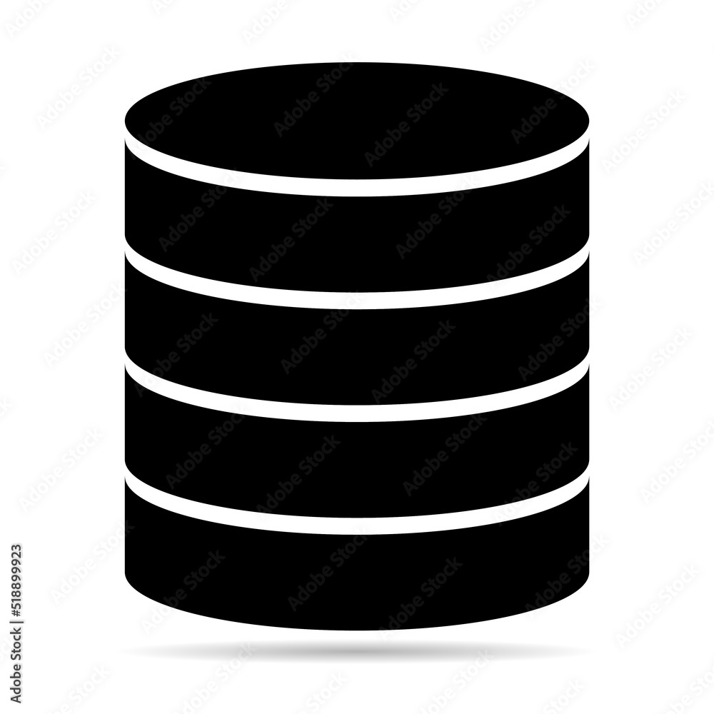 Database Storage Icon With Shadow Internet Network Server Cloud Data Symbol Connection System