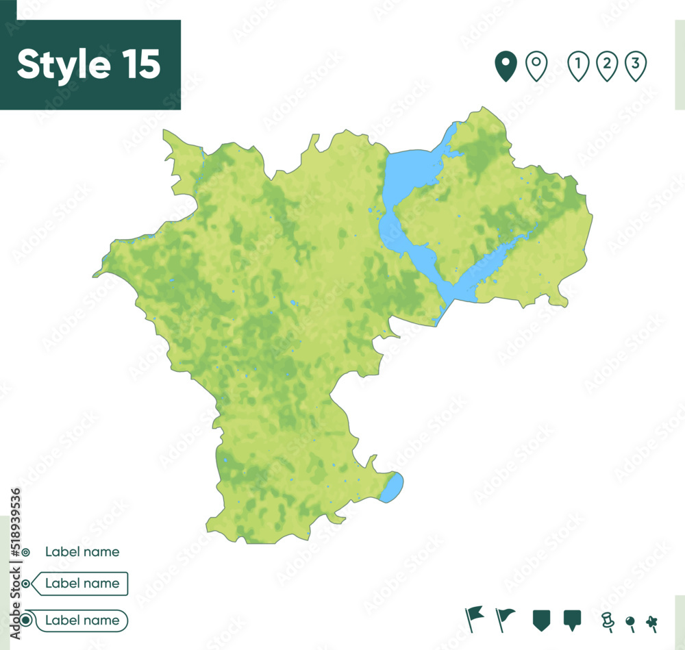Ulyanovsk Region, Russia - map with shaded relief, land cover, rivers ...