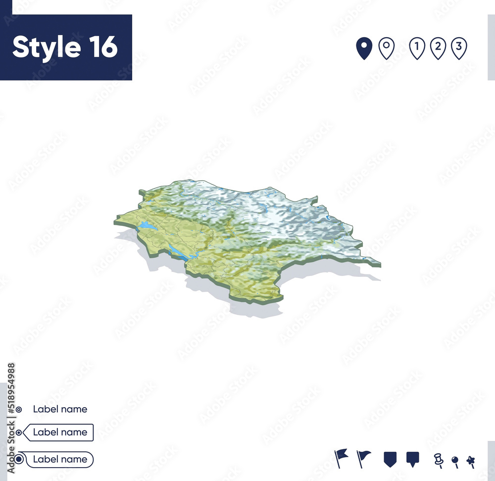 Himachal Pradesh, India - map with shaded relief, land cover, rivers ...
