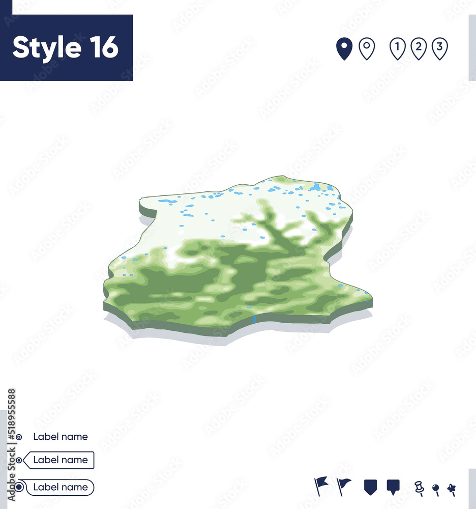 Sikkim, India - map with shaded relief, land cover, rivers, mountains ...