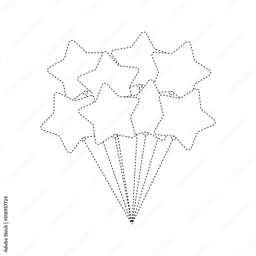 Star balloon tracing worksheet for kids Stock Vector | Adobe Stock