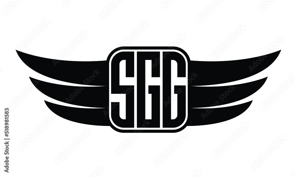 SGG three Letter wing minimalist creative concept icon eagle symbol ...