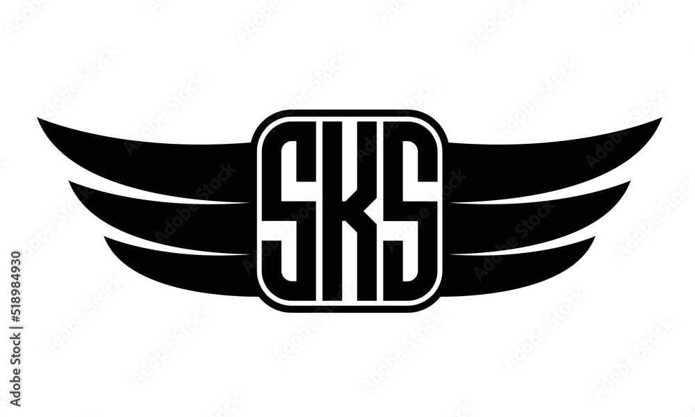 SKS three Letter wing minimalist creative concept icon eagle symbol ...