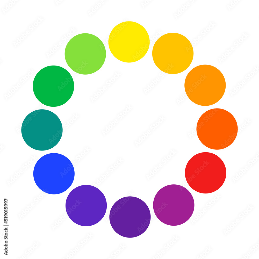 Color wheel palette circles vector template for art school. Twelve part ...