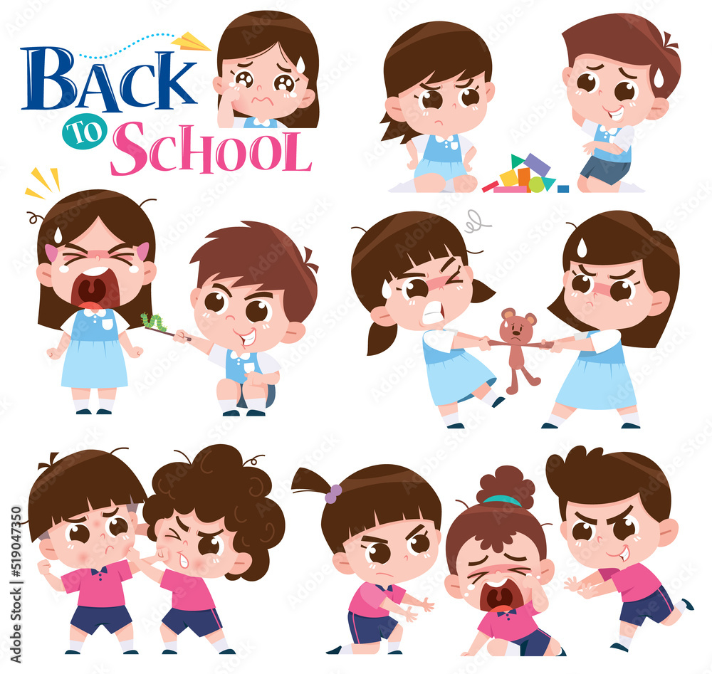 Back to School. Playground Conflicts and Peer Challenges Stock Vector ...