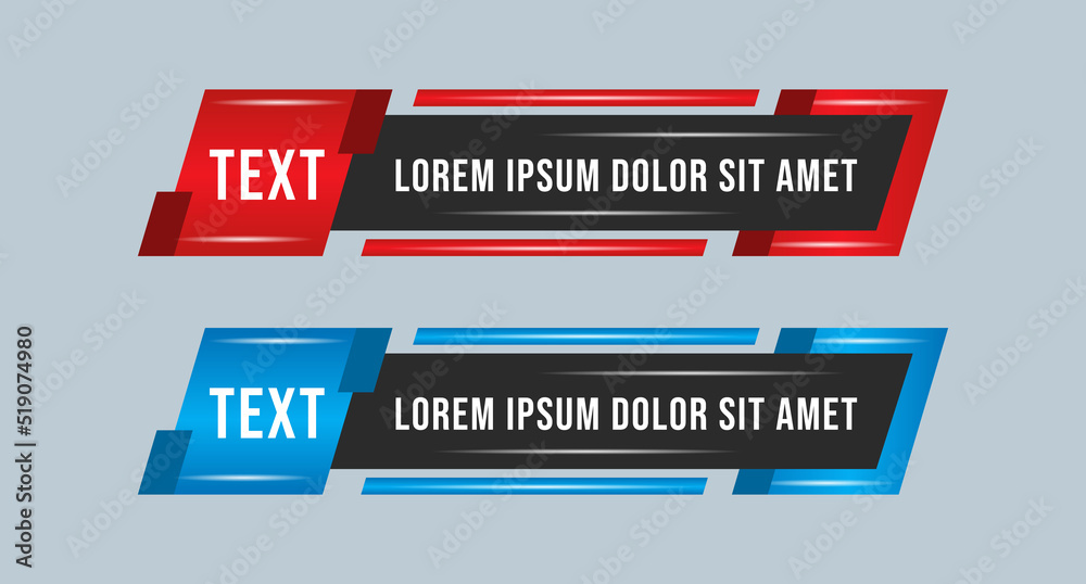Editable modern Lower third set Header title set template design for Video headline title TV ...
