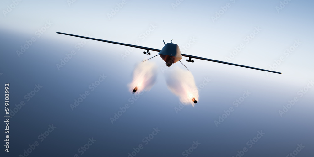 Military combat drone UAV launching missiles Stock Illustration | Adobe ...