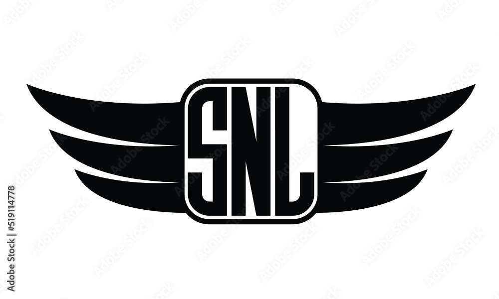 SNL three Letter wing minimalist creative concept icon eagle symbol ...