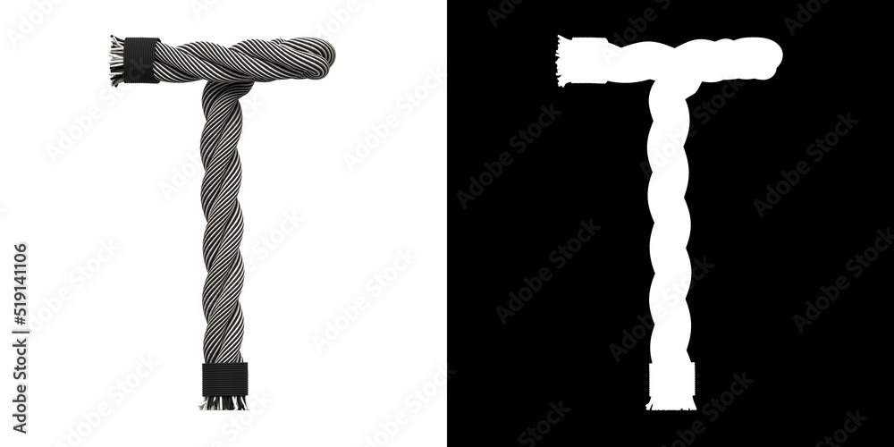 Ilustración de Stock Letter T made of rope woven from white and black ...