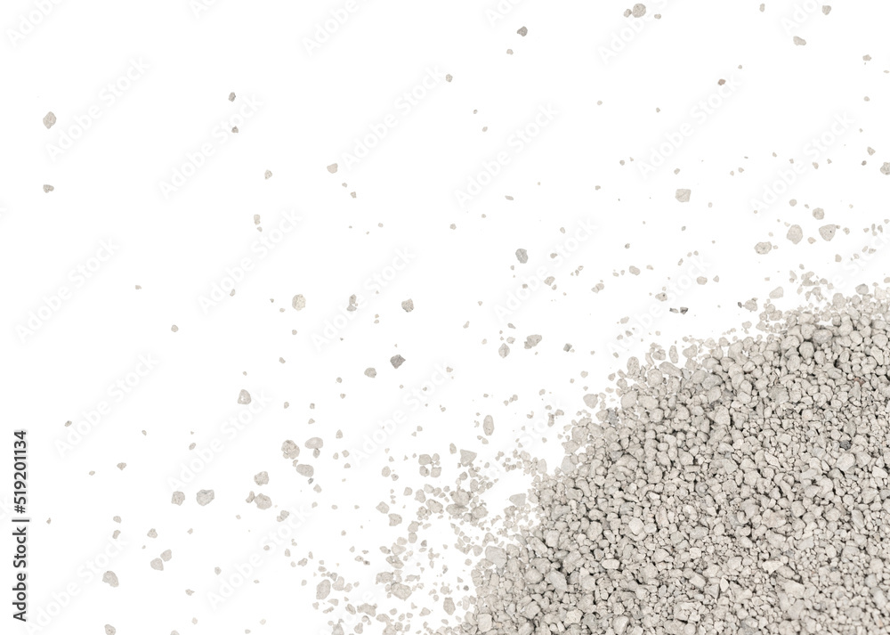 Small rocks ground texture isolated white background. road stone ...