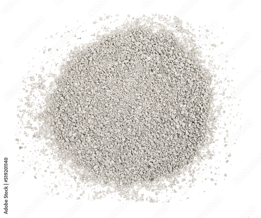 Small rocks ground texture isolated white background. road stone ...