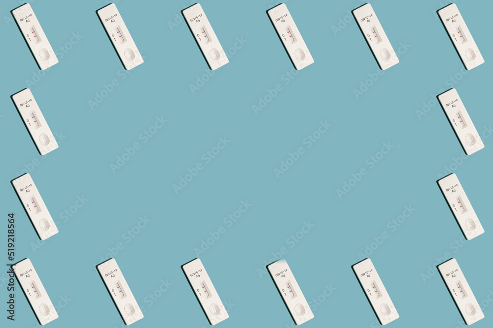 Positive Covid-19 antigen test pattern frame on light blue background ...