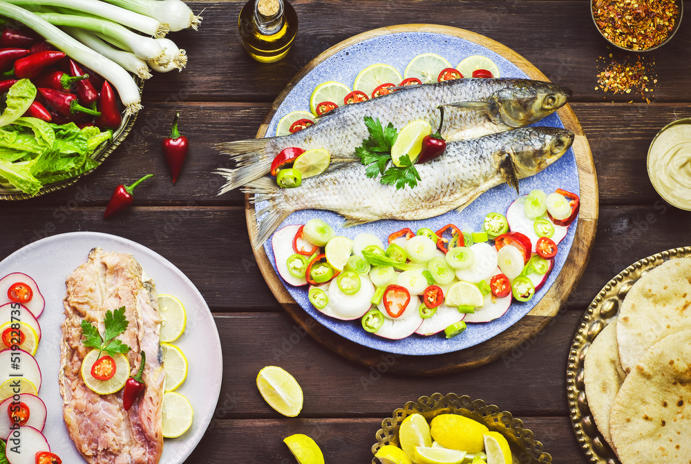 Mediterranean food, Traditional Egyptian fish dish "Feseekh" or "Fesikh ...