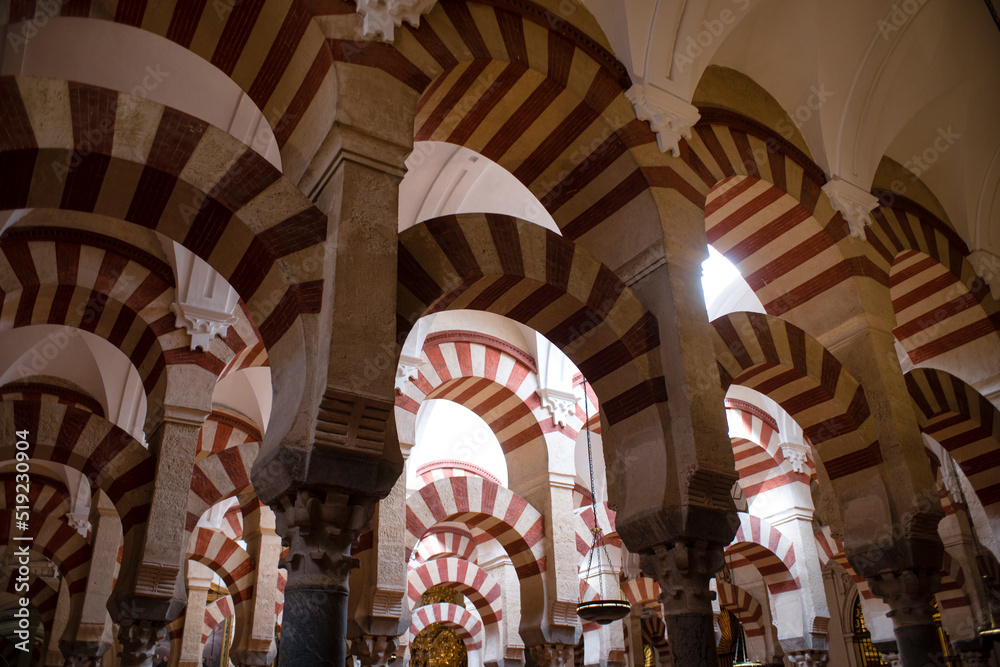 CÓRDOBA, SPAIN - APRIL, 2016. Arches Pillars Mezquita Cordoba Spain ...