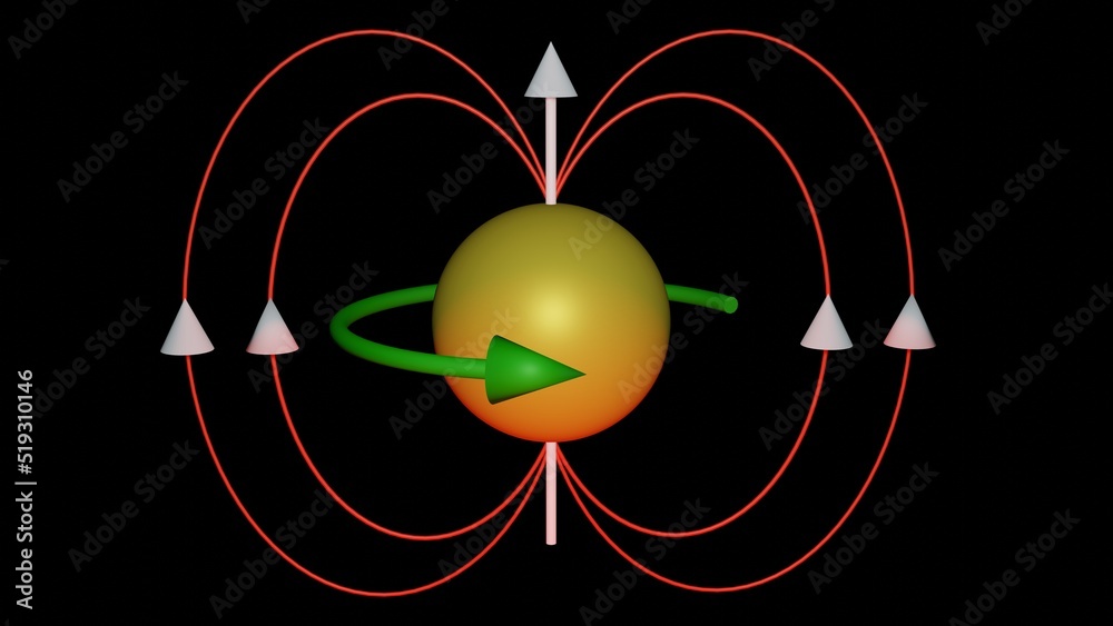 Spintronics arrow rotating around sphere. Counterclockwise motion ...