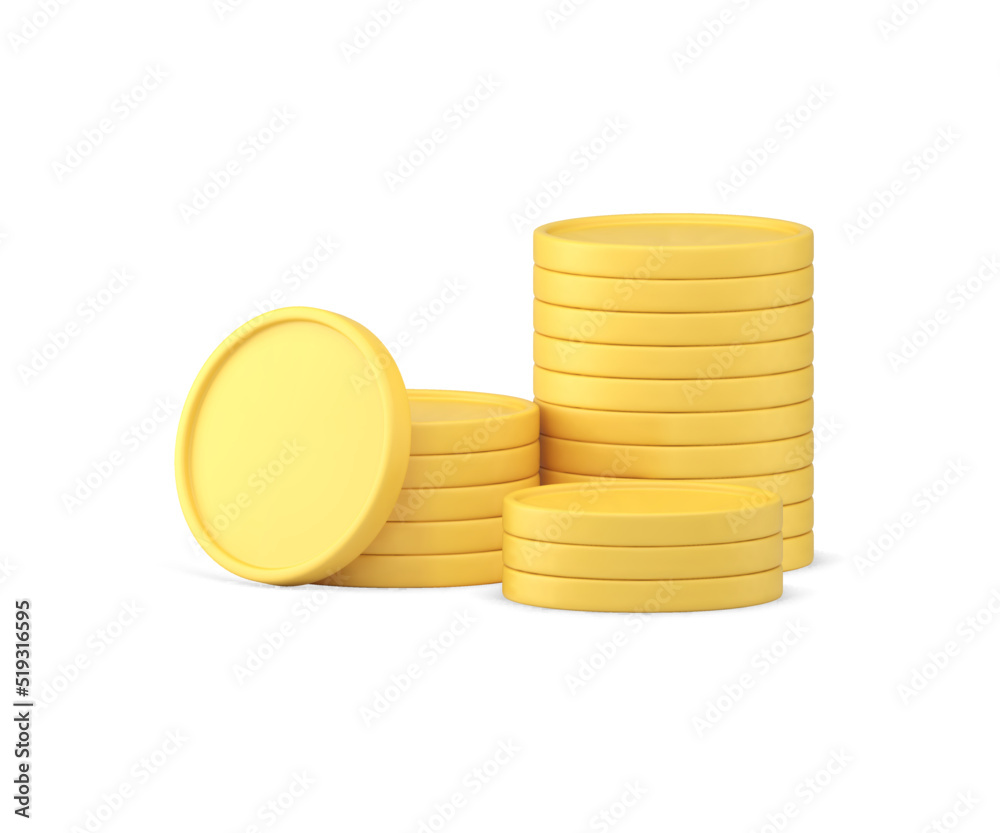 Yellow glossy financial coin cash money stack banking payment exchange ...