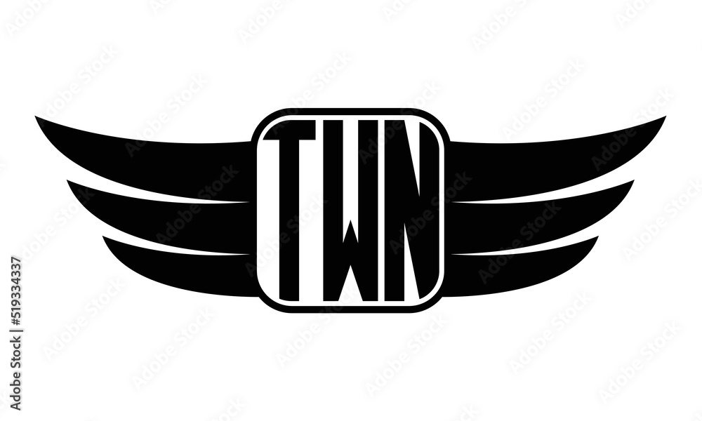 TWN three Letter wing minimalist creative concept icon eagle symbol ...