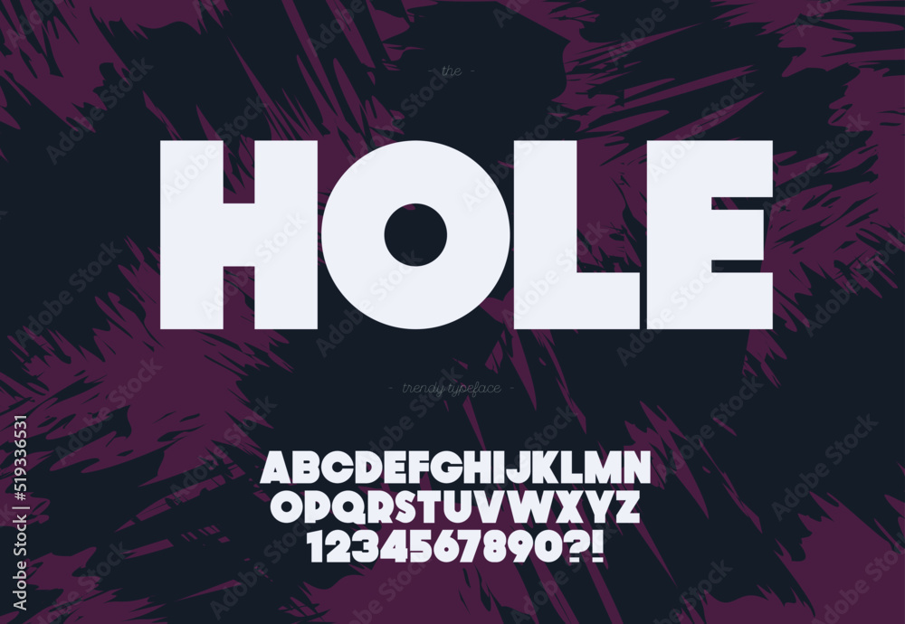 Vector bold hole font modern typography for decoration, logo, party ...