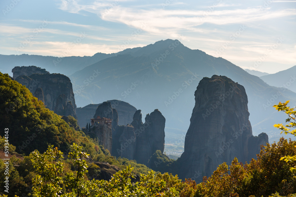 Meteora unique and enormous columns of rock rise precipitously from the ...