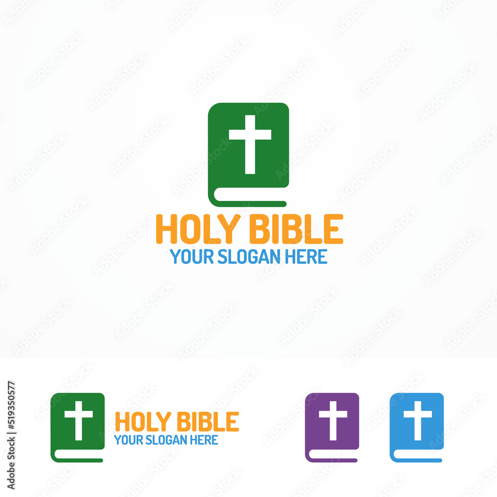 Holy bible book logo different color isolated on white background for ...