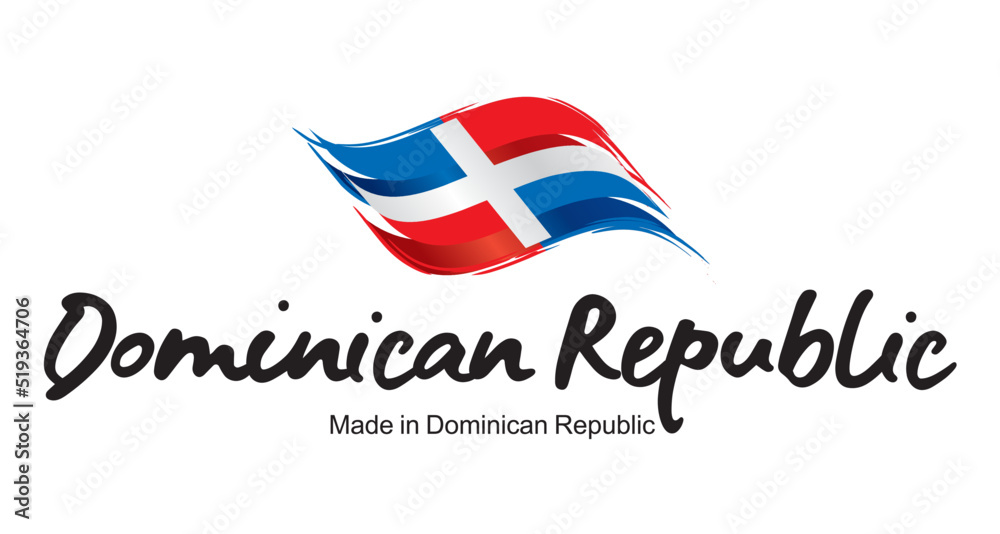Made in Dominican Republic new handwritten flag ribbon typography ...
