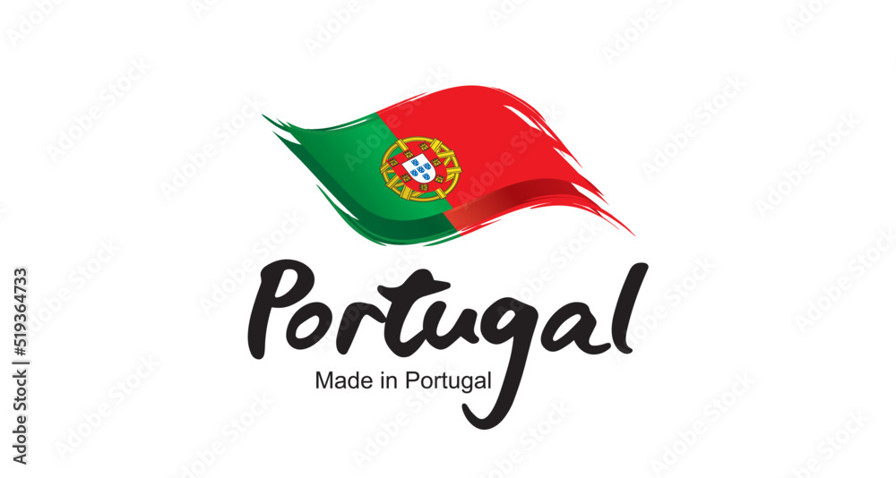 Made in Portugal new handwritten flag ribbon typography lettering logo ...