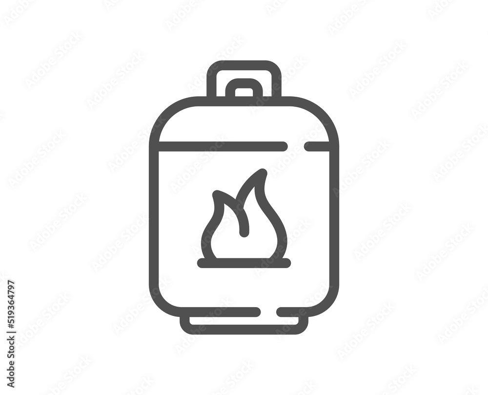 Gas cylinder line icon. LPG fuel container sign. Liquefied petroleum ...