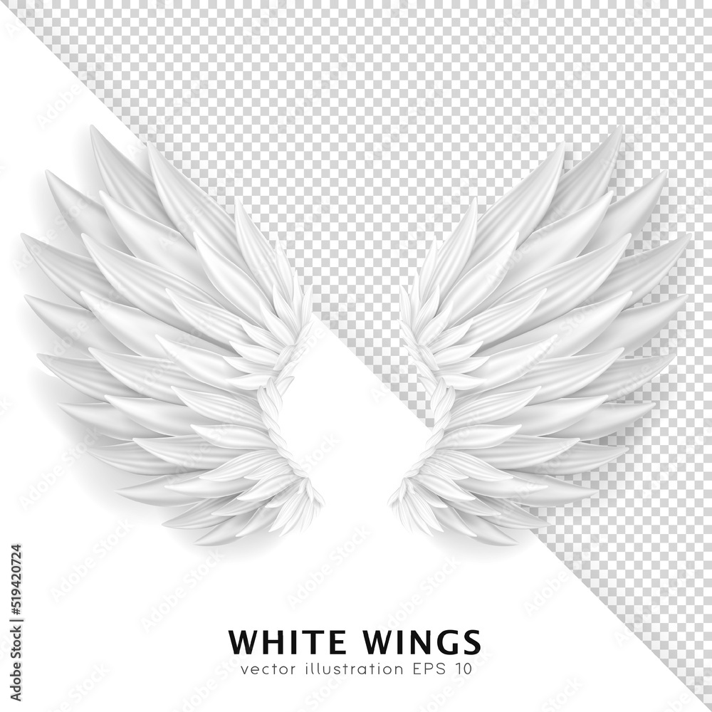 Three dimensional white angel wings. Masquerade, festival, carnival ...