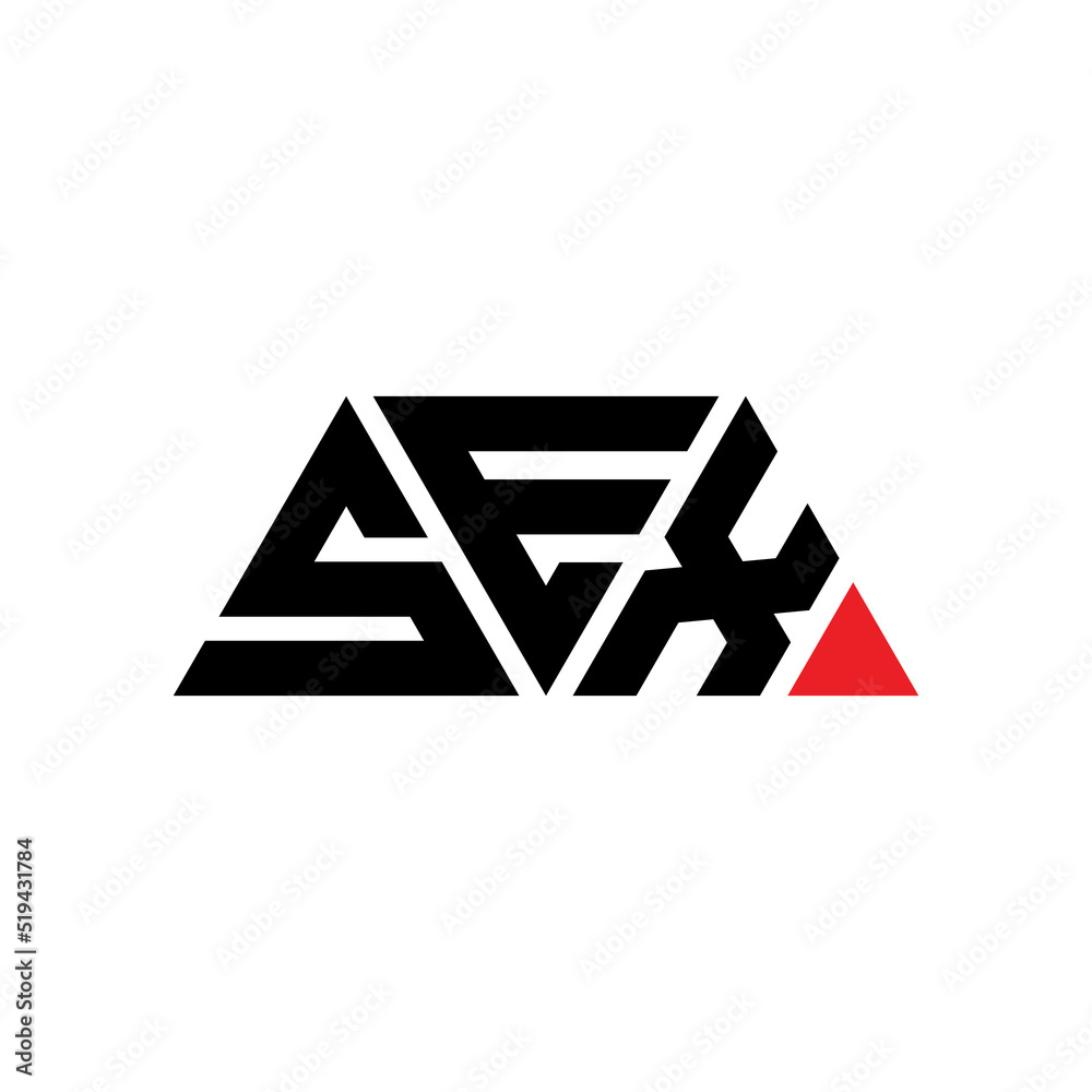 Stock Vektorgrafik „sex Triangle Letter Logo Design With Triangle Shape Sex Triangle Logo