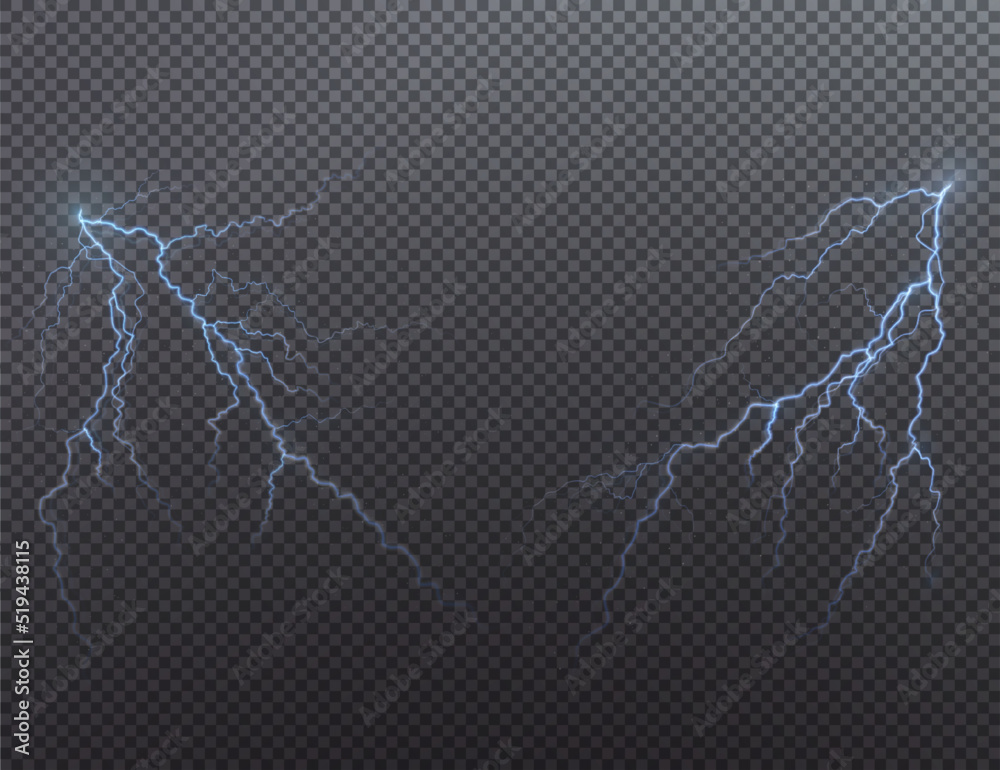 Light blue isolated vector lightning png. Magic light abstract lines ...
