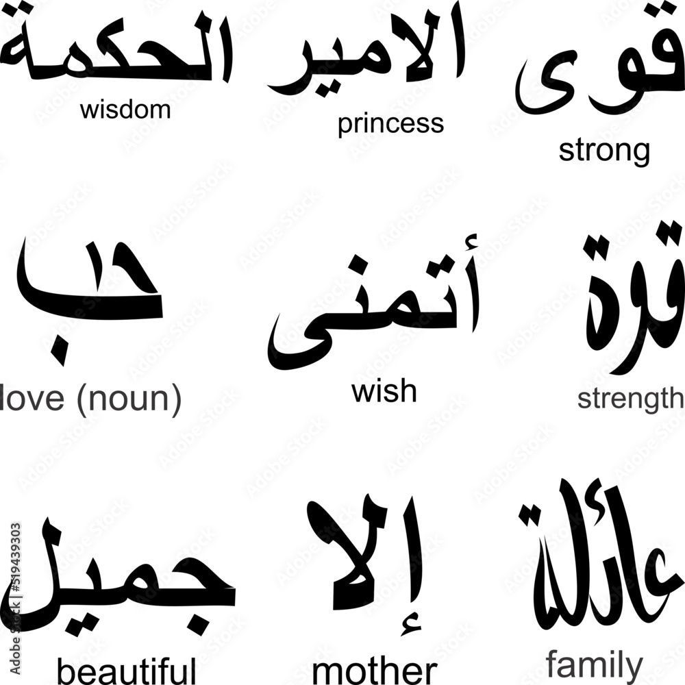 arabic symbols tattoo set collection in vector format Stock Vector ...