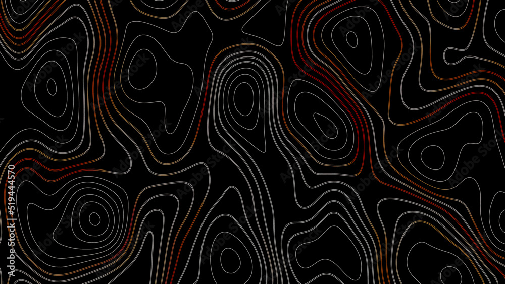 Topographic map. Abstract background with lines and circles. Red ...