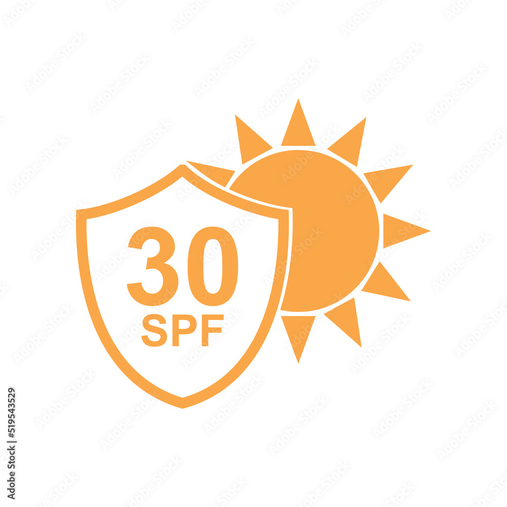 Sun protection factor 30 icon shadow, uv radiation block symbol, sun ...