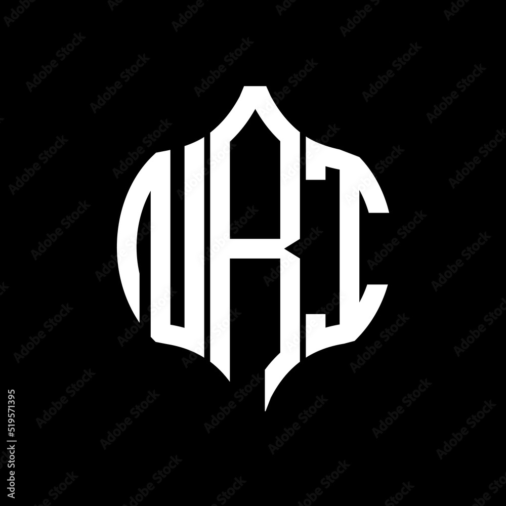 NRI letter logo. NRI best black background vector image. NRI Monogram ...