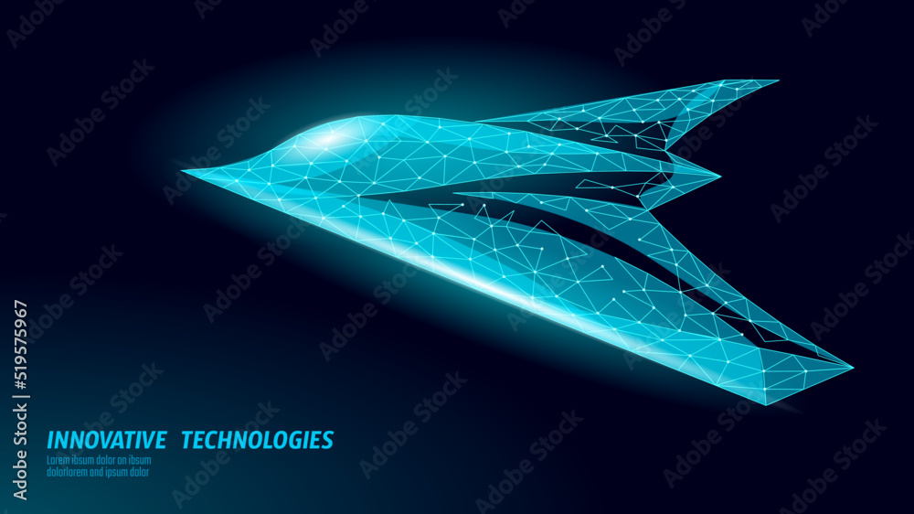 3D combat drone low poly concept. Unmanned military aerial vehicle ...