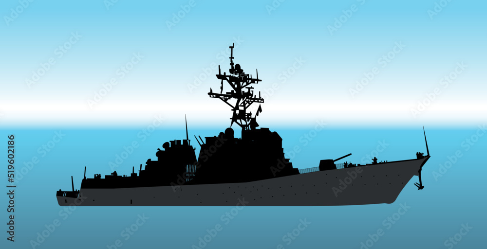 silhouette of a battleship Navy guided missile destroyer. US Navy ...