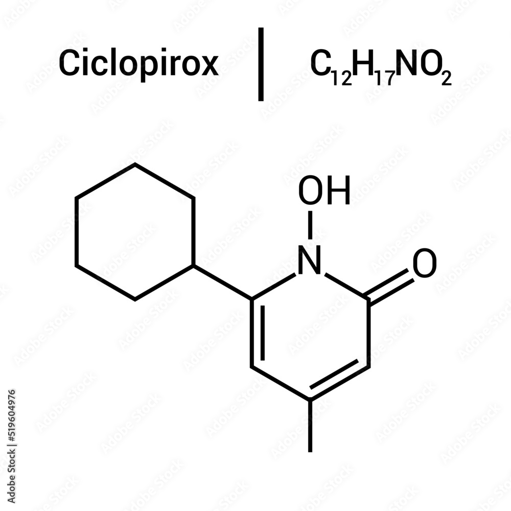 chemical structure of Ciclopirox (C12H17NO2) Stock Vector | Adobe Stock