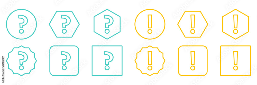 Question mark Icon Set, FAQ sign, Help symbol. Exclamation mark Icon ...