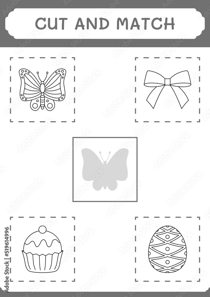 Vector de Stock Cut and match parts of Butterfly, game for children ...