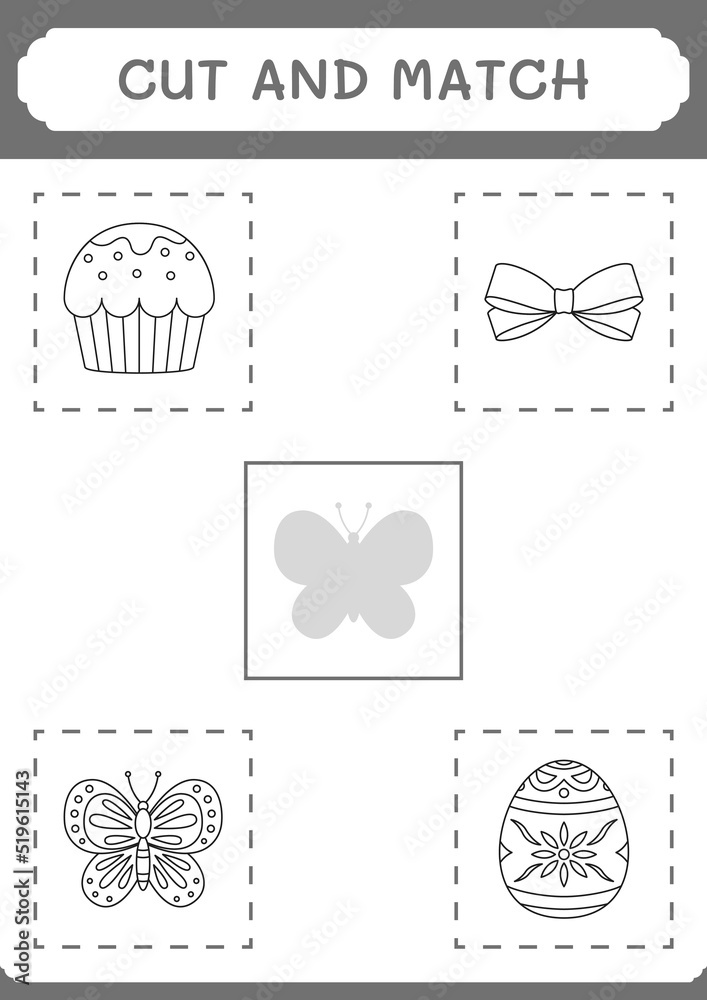 Vector de Stock Cut and match parts of Butterfly, game for children ...