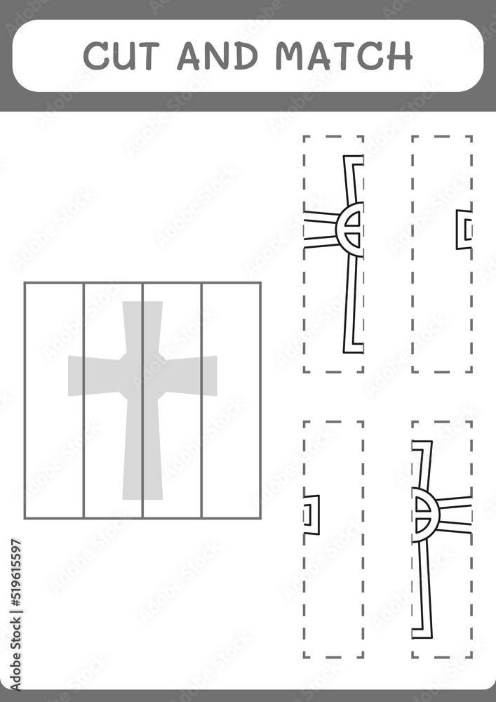 Cut and match parts of Christian cross, game for children. Vector ...