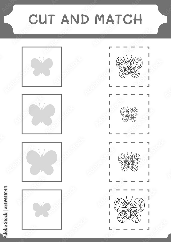 Cut and match parts of Butterfly, game for children. Vector ...