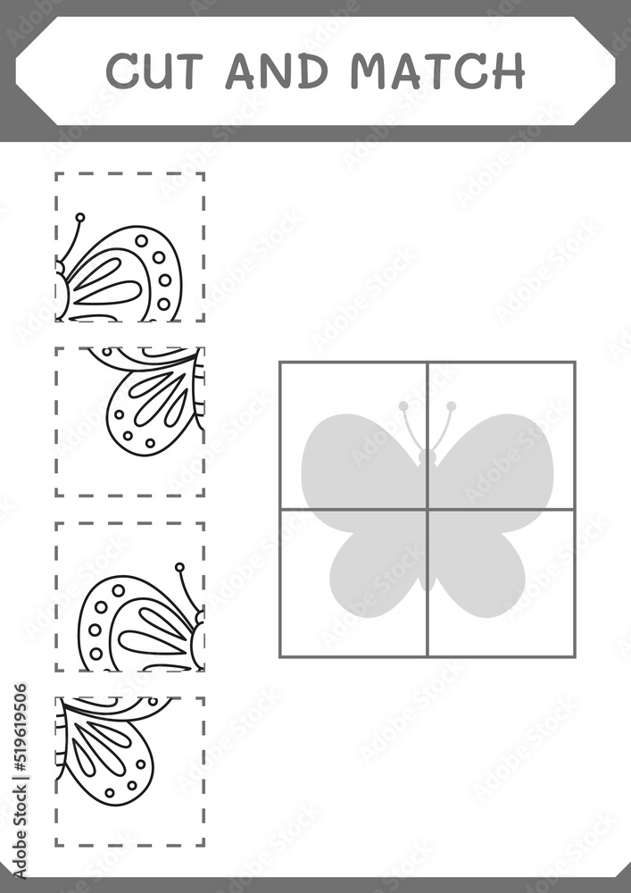 Cut and match parts of Butterfly, game for children. Vector ...